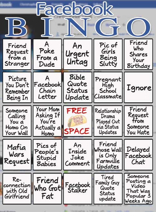 facebook bingo - Redes Sociales